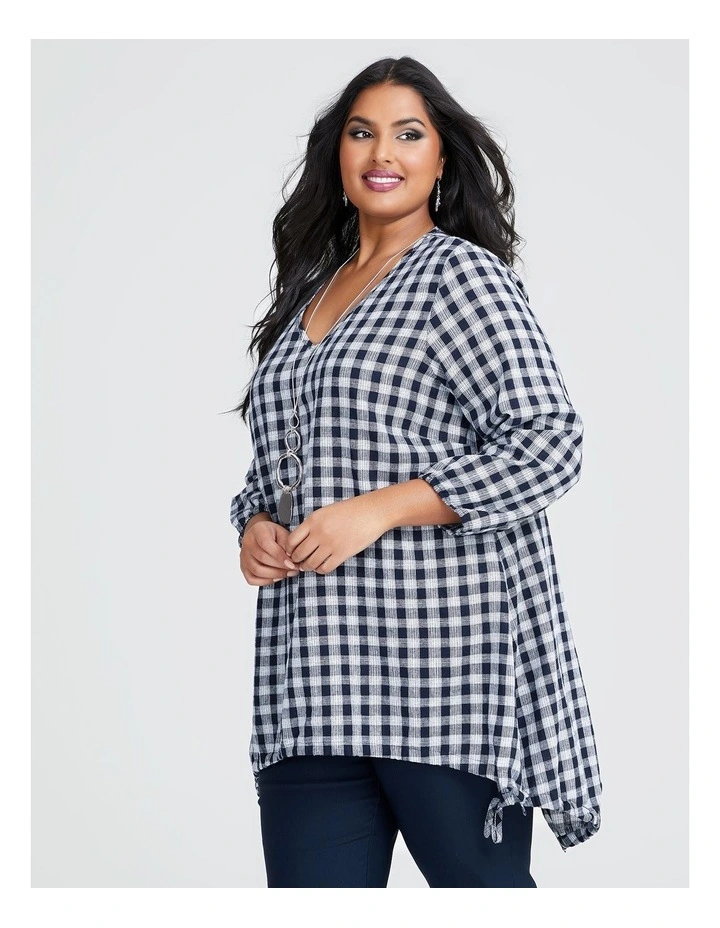 Taking Shape Natural Blue Check Top Dark Indigo/white | MYER