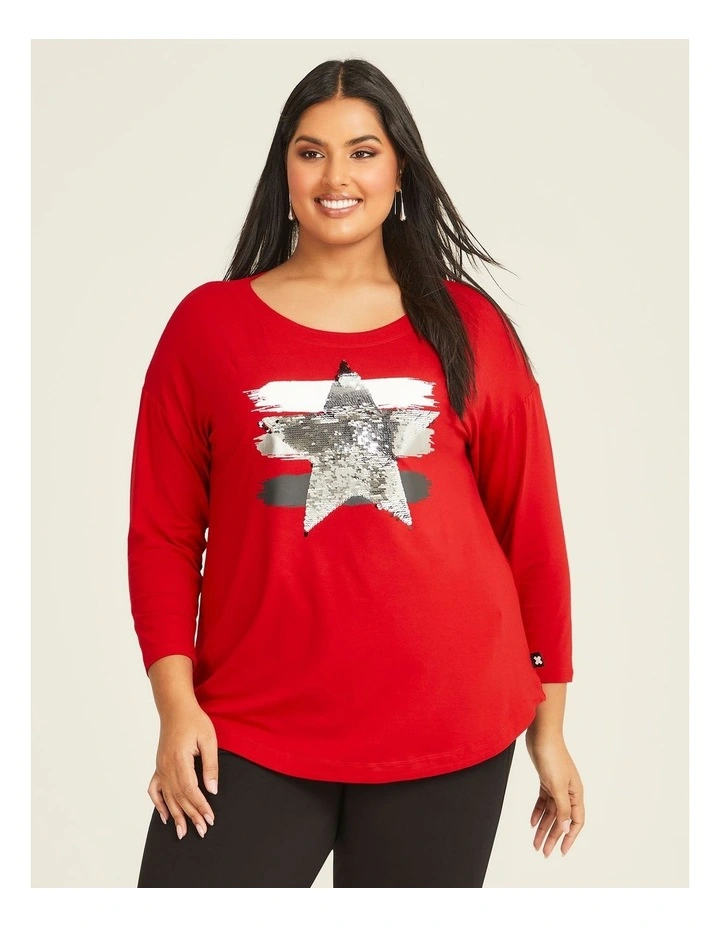 Taking Shape Natural Seeing Red Star Top in Racing Red | MYER