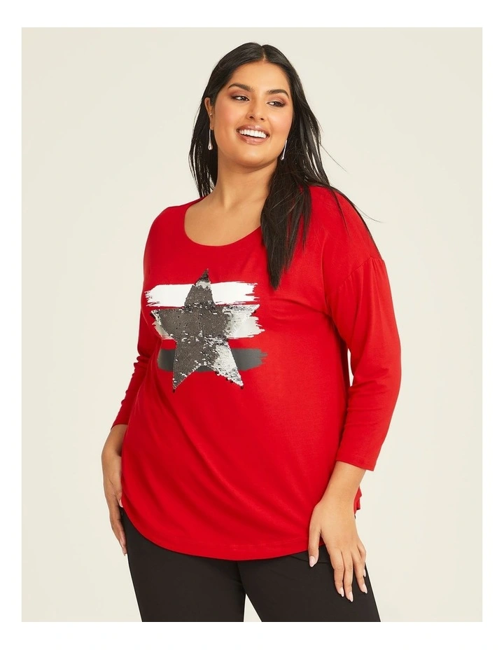 Taking Shape Natural Seeing Red Star Top in Racing Red | MYER