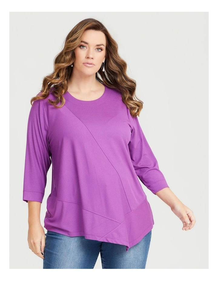 Taking Shape Angled Spliced Long Sleeve Top in Magenta Haze | MYER