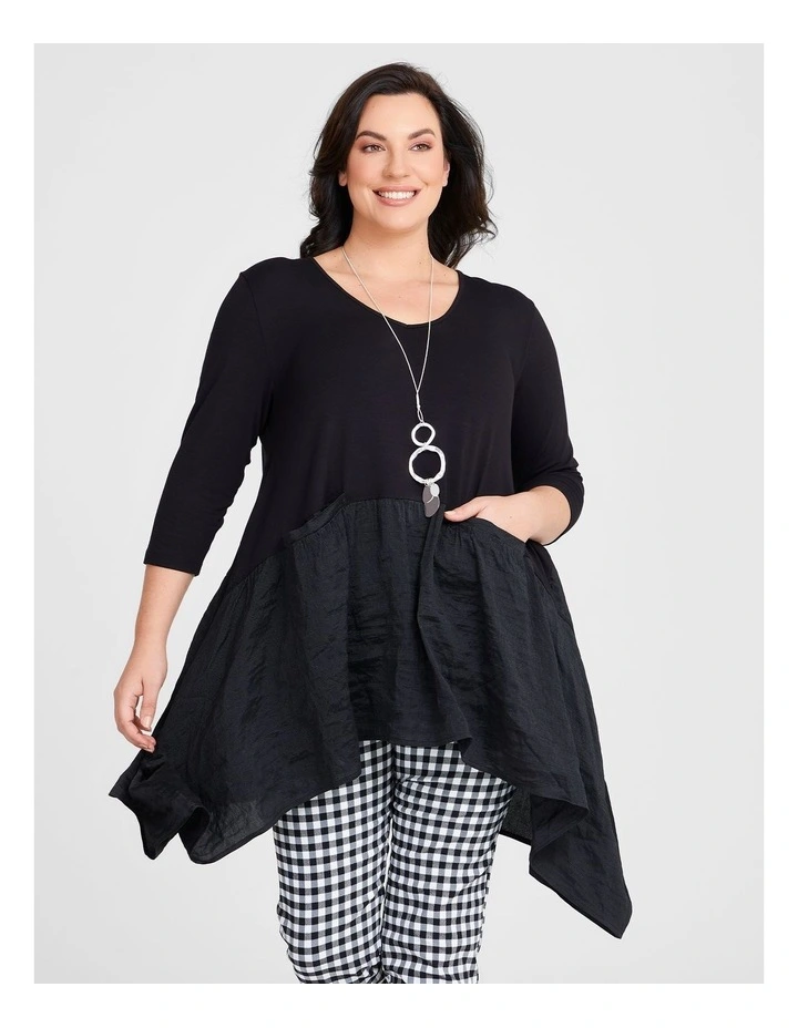 Taking Shape Amity Spliced Natural Tunic in Black | MYER