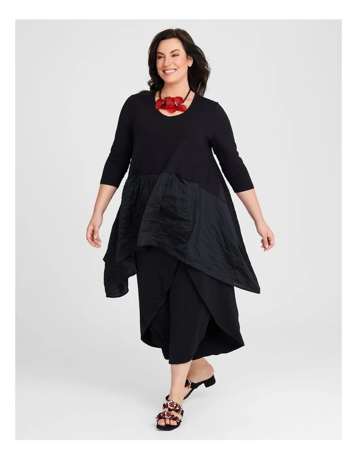Taking Shape Amity Spliced Natural Tunic in Black | MYER