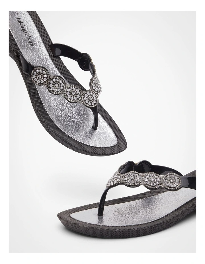 Taking Shape Bling Flex Flip Flops in Black | MYER