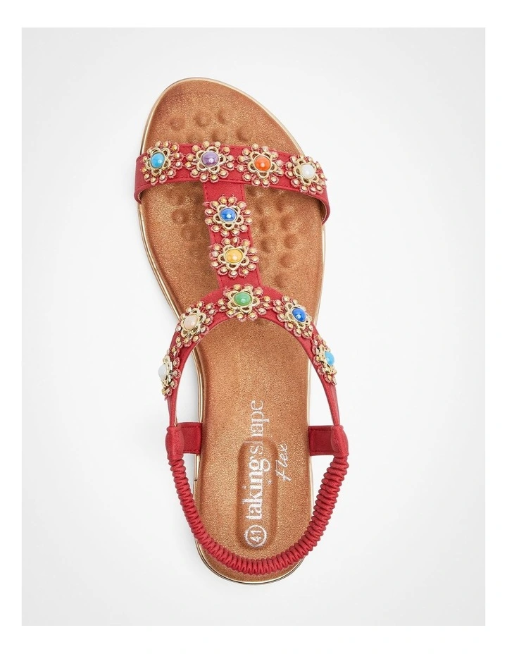 Taking Shape Multi Stone Flex Sandal in Red | MYER