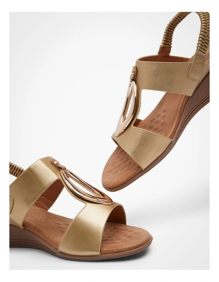 Taking Shape Ring Detail Flex Wedge Sandal in Gold | MYER
