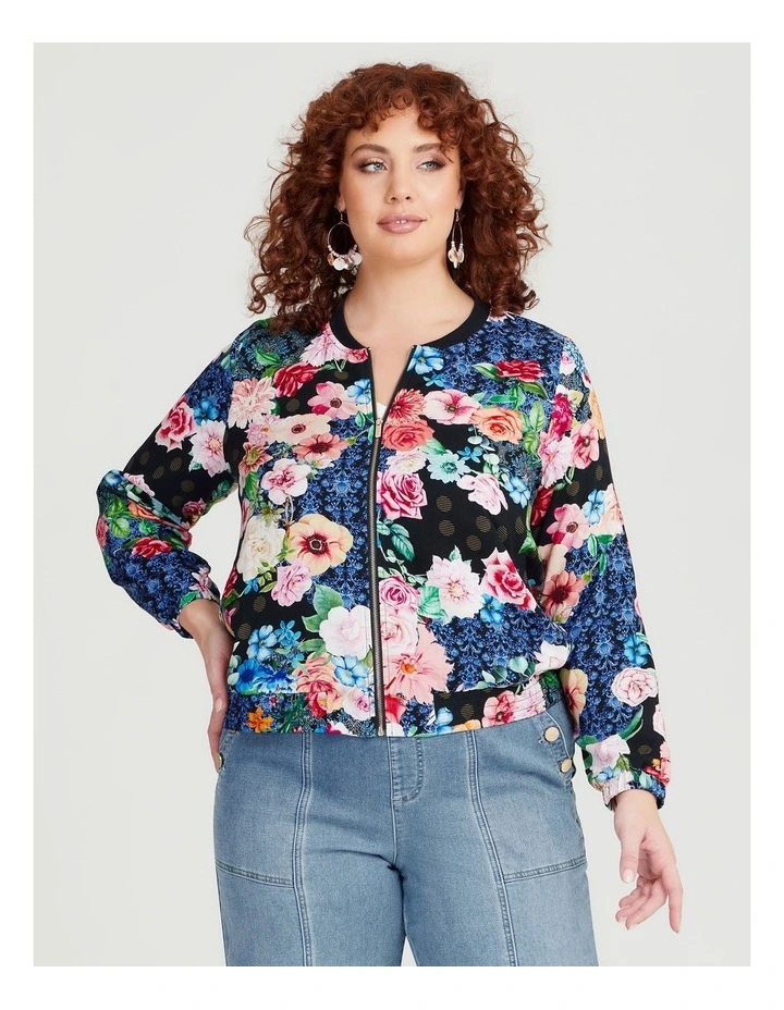 Taking Shape Natural Dark Floral Bomber in Print | MYER