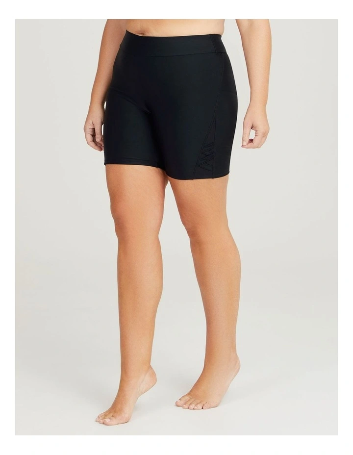 Taking Shape Mesh Detail Swim Short in Black | MYER