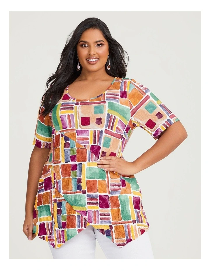 Taking Shape Bamboo Crush Terracotta Top in Print | MYER