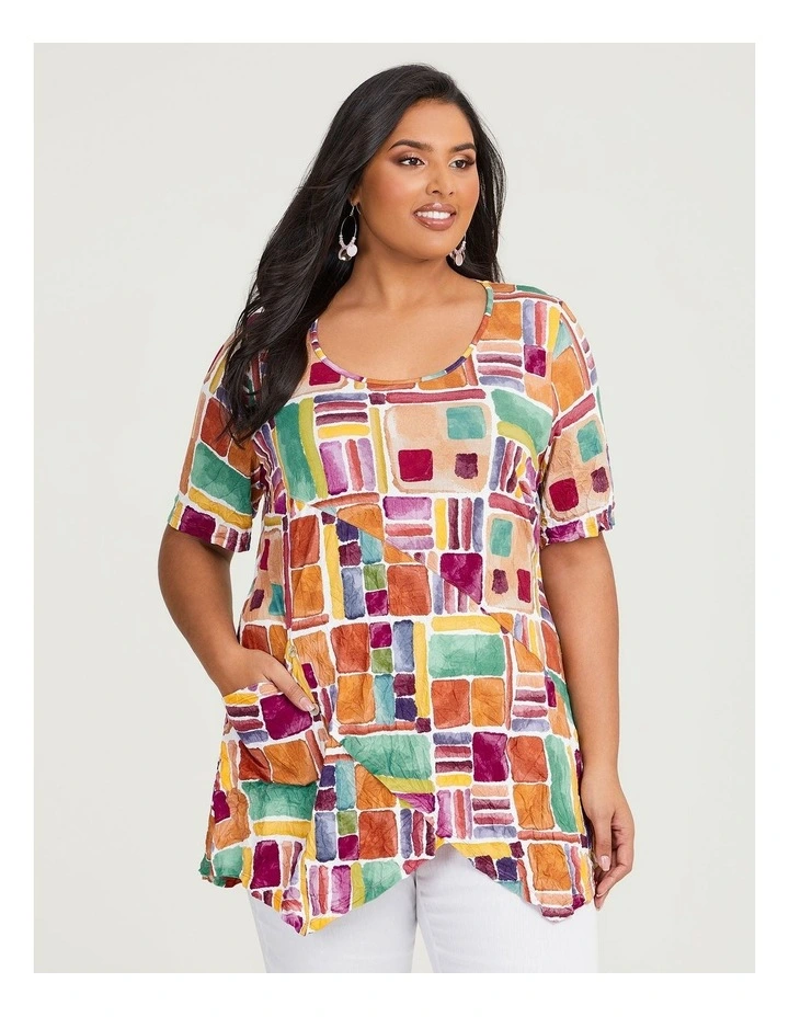 Taking Shape Bamboo Crush Terracotta Top in Print | MYER