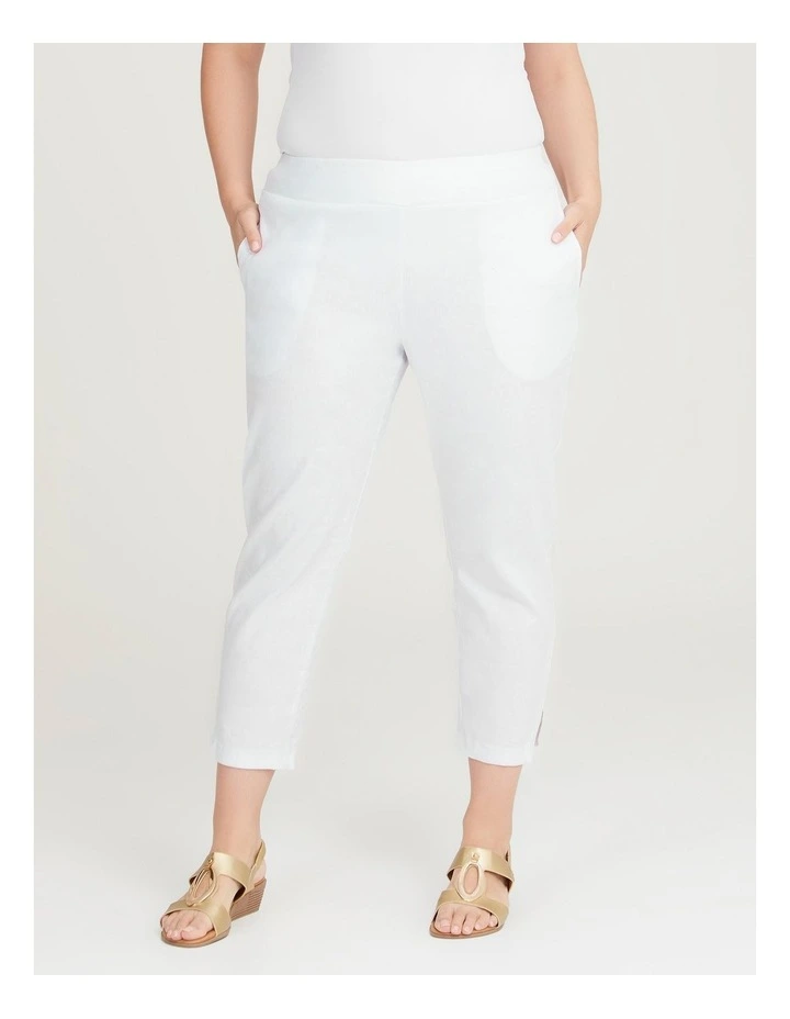Taking Shape Linen Stretch Amira Pant in White | MYER