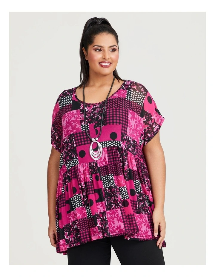 Taking Shape Natural Tiled Print Tunic in Print | MYER