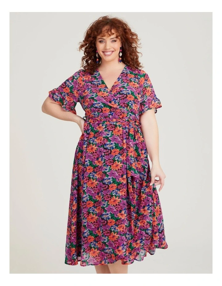 Taking Shape Ditsy Floral Chiffon Wrap Dress in Floral Print | MYER