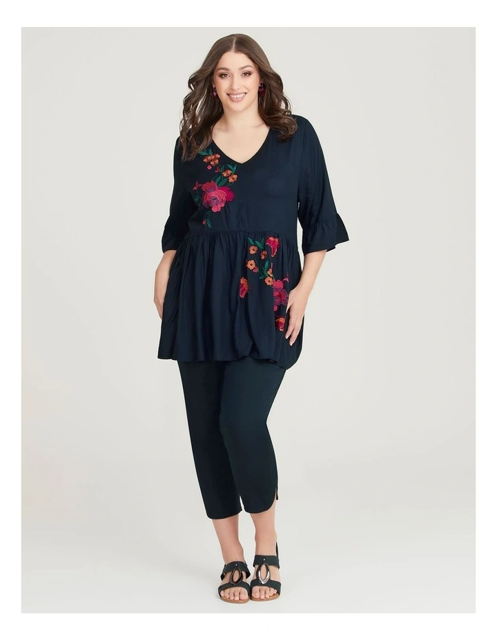 Taking Shape Natural Embroidery Posy Tunic in Print | MYER