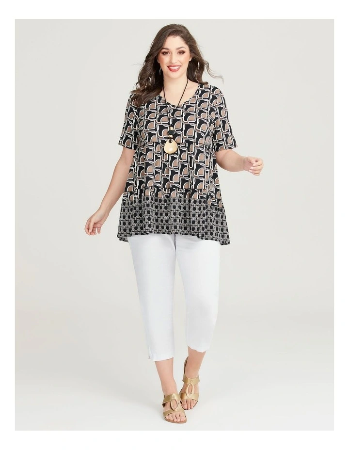 Taking Shape Retro Natural Tier Tunic in Print | MYER