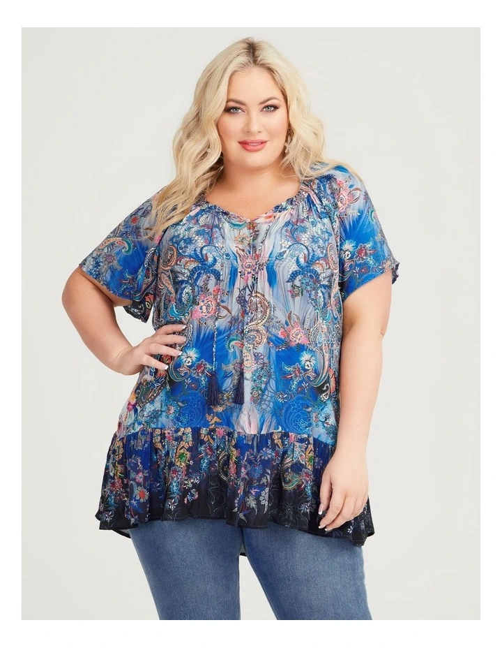 Taking Shape Elizabeth Natural Tile Tunic in Print | MYER