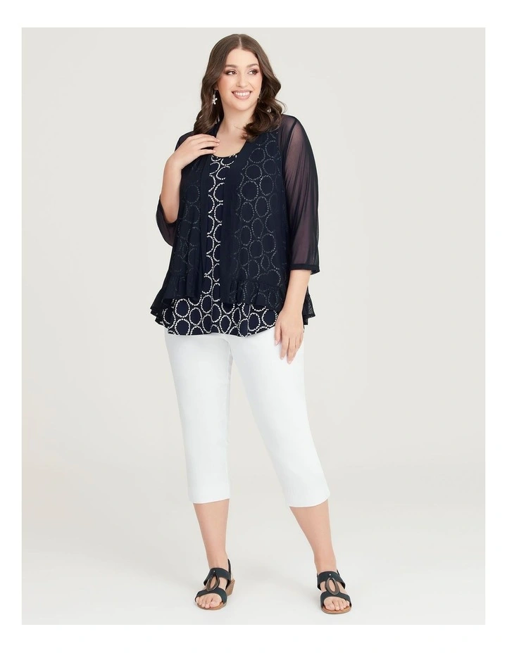Taking Shape Mesh Overlay Cardigan in Dark Indigo | MYER