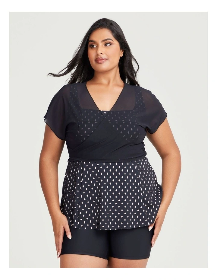 Taking Shape Mesh Wrap Top in Black | MYER