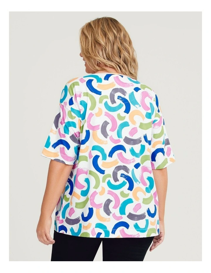 Taking Shape Cotton Abstract Painterly Top in Print | MYER
