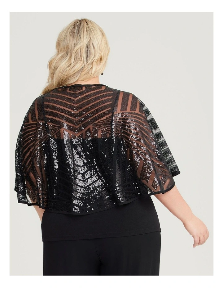 Taking Shape Sequin Evening Cape in Black | MYER