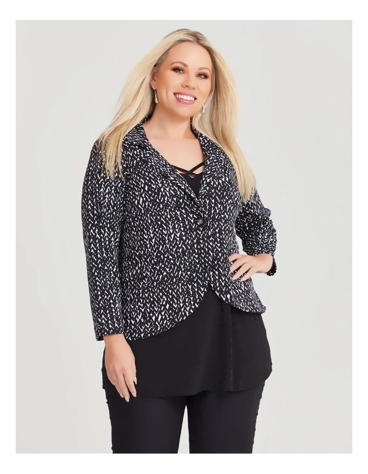 Taking Shape Geo Knit Ponte Jacket in Black/White | MYER