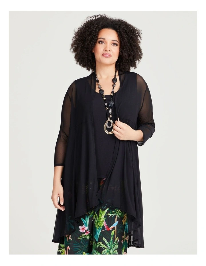 Taking Shape Mesh Essential Cardigan in Black | MYER