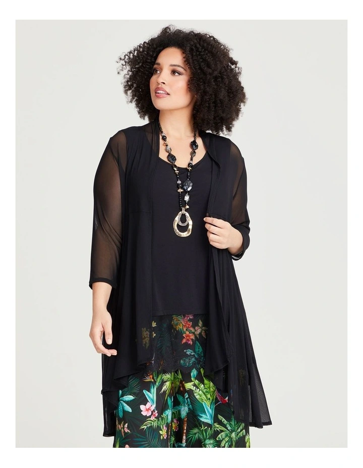 Taking Shape Mesh Essential Cardigan in Black | MYER