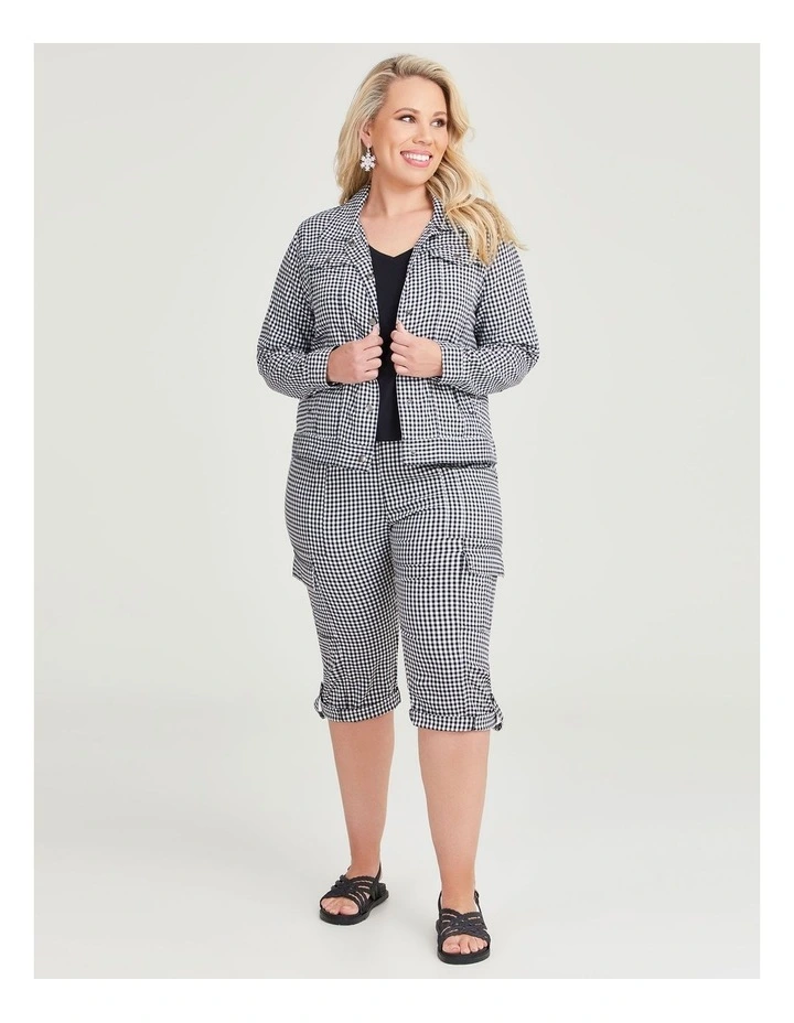 Taking Shape Castaway Gingham Jacket in Black/White | MYER