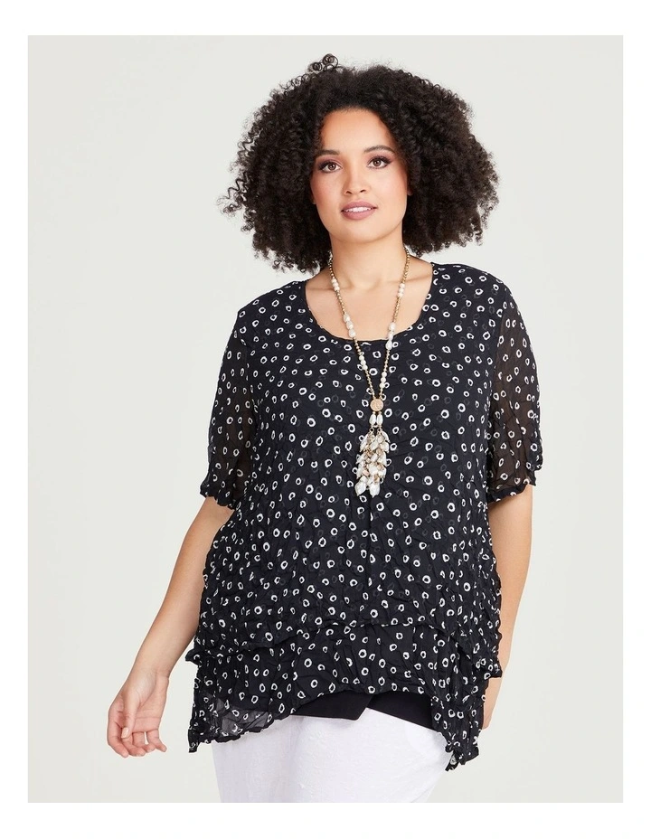 Taking Shape Layered Top Spot in Black/White | MYER
