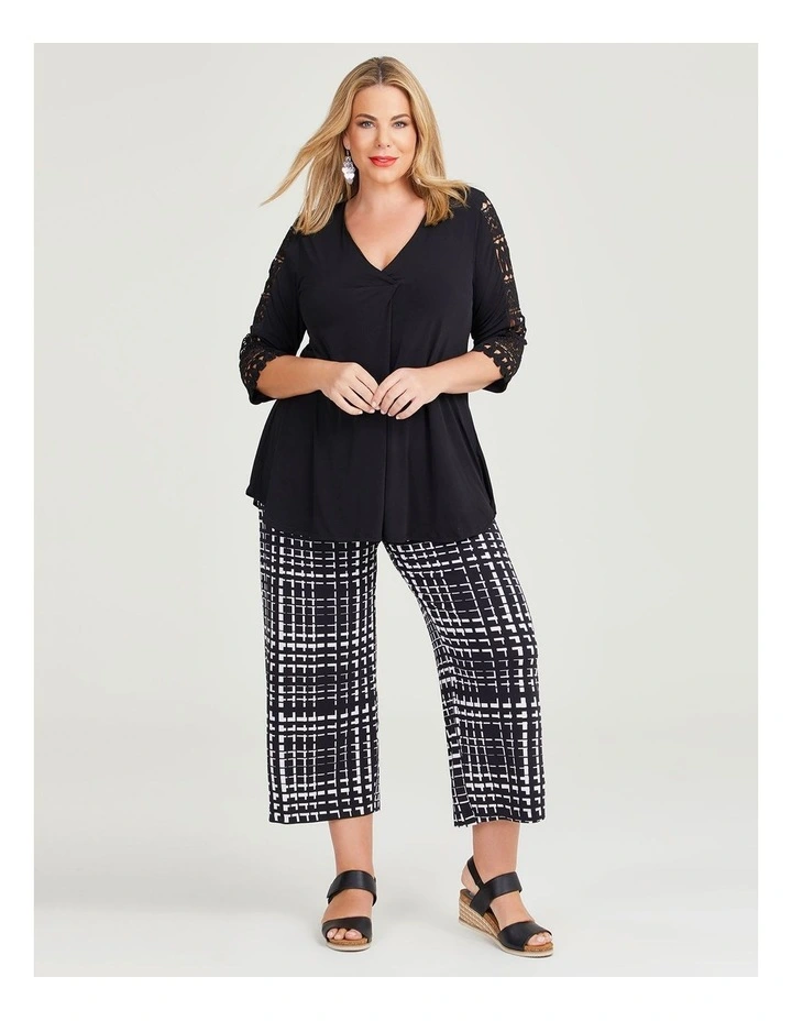 Taking Shape Lace Sleeve Luna Top in Black | MYER
