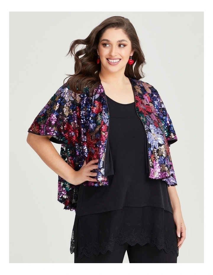 Taking Shape Floral Bloom Sequin Capelet in Multi | MYER