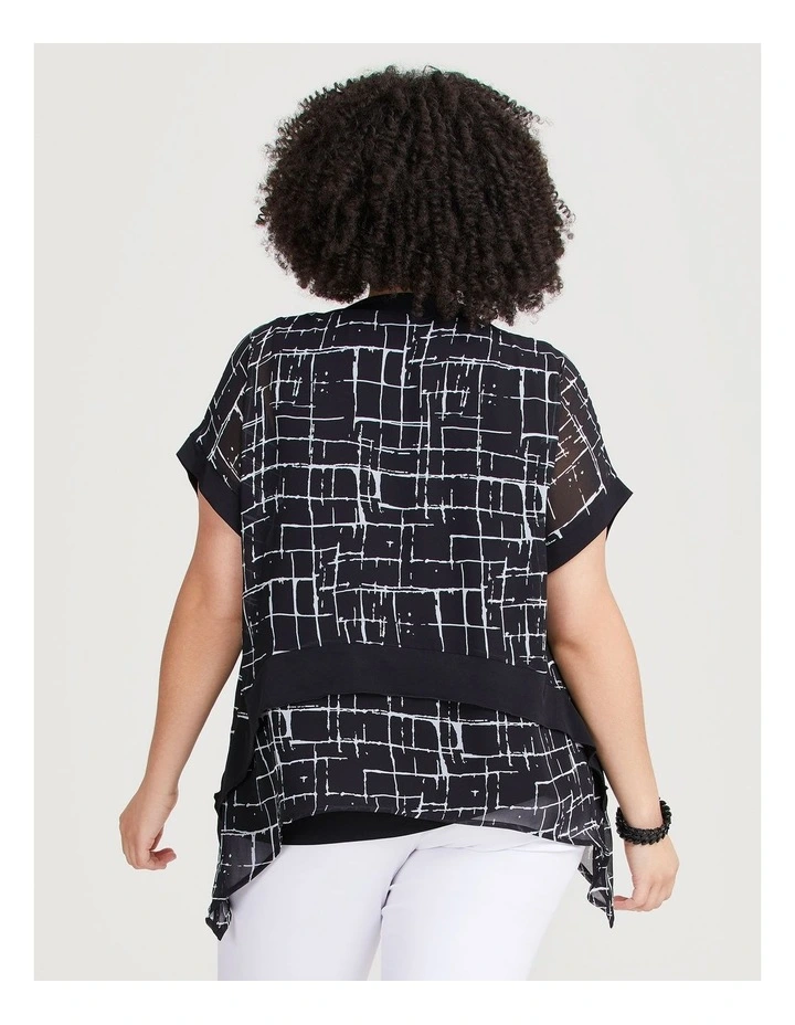 Taking Shape Check Chiffon Layering Top in Black/White Print | MYER
