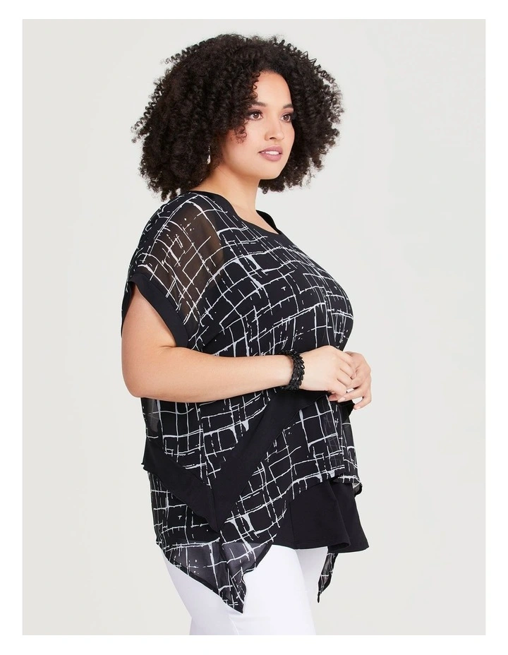 Taking Shape Check Chiffon Layering Top in Black/White Print | MYER