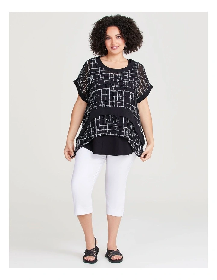 Taking Shape Check Chiffon Layering Top in Black/White Print | MYER