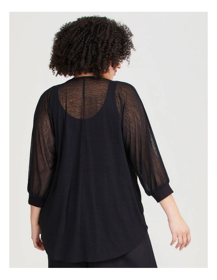 Taking Shape Mesh Wrap Overlay Top in Black | MYER