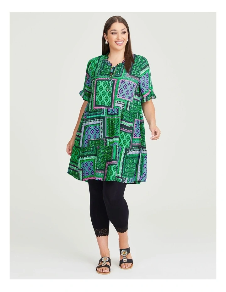 Taking Shape Tile Print Natural Tier Tunic in Print | MYER
