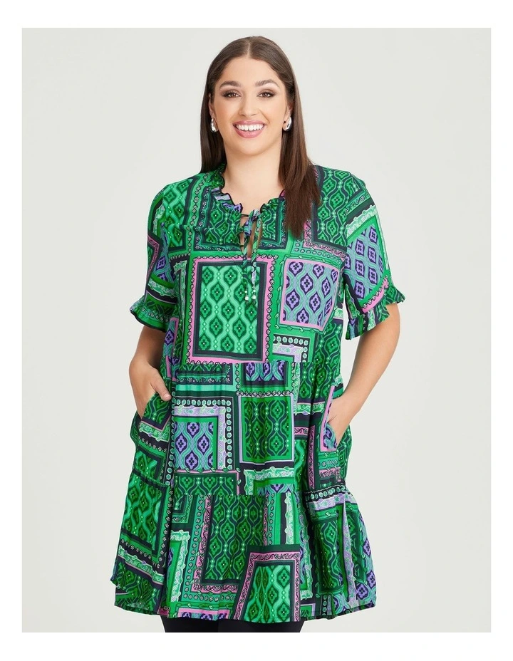 Taking Shape Tile Print Natural Tier Tunic in Print | MYER