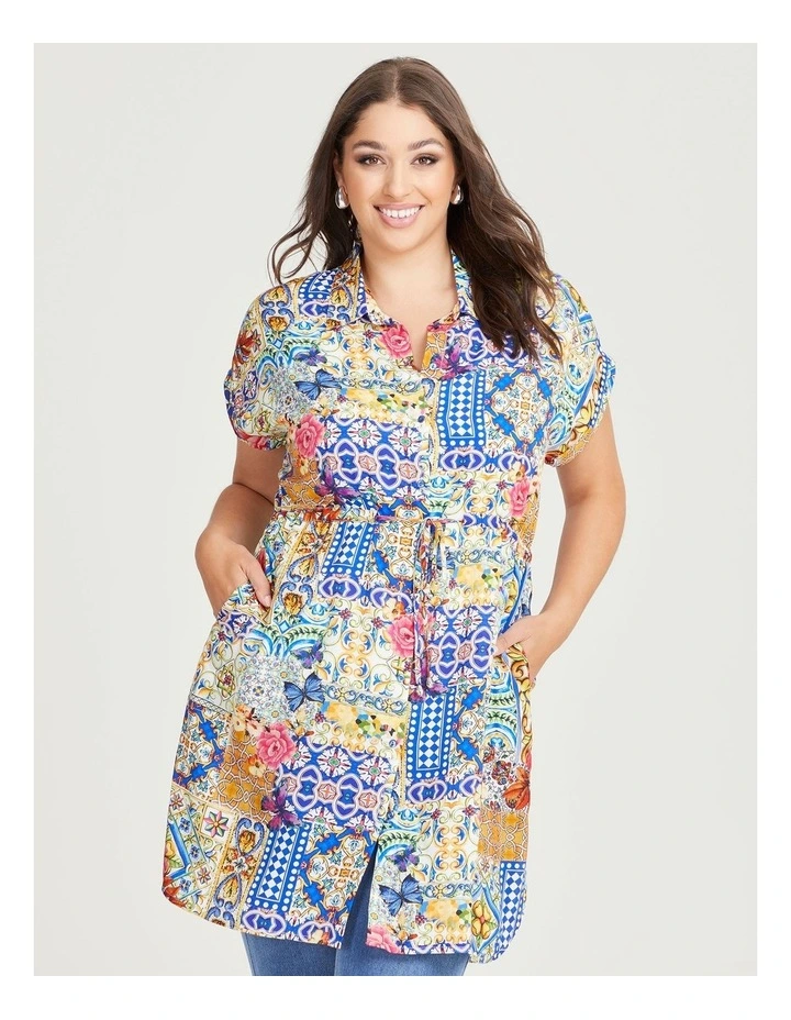 Taking Shape Natural Tile Tunic Shirt in Print | MYER
