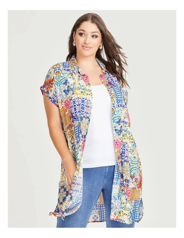 Taking Shape Natural Tile Tunic Shirt in Print | MYER