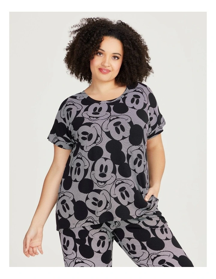 Taking Shape Mickey Mouse Pyjama Top in Print | MYER