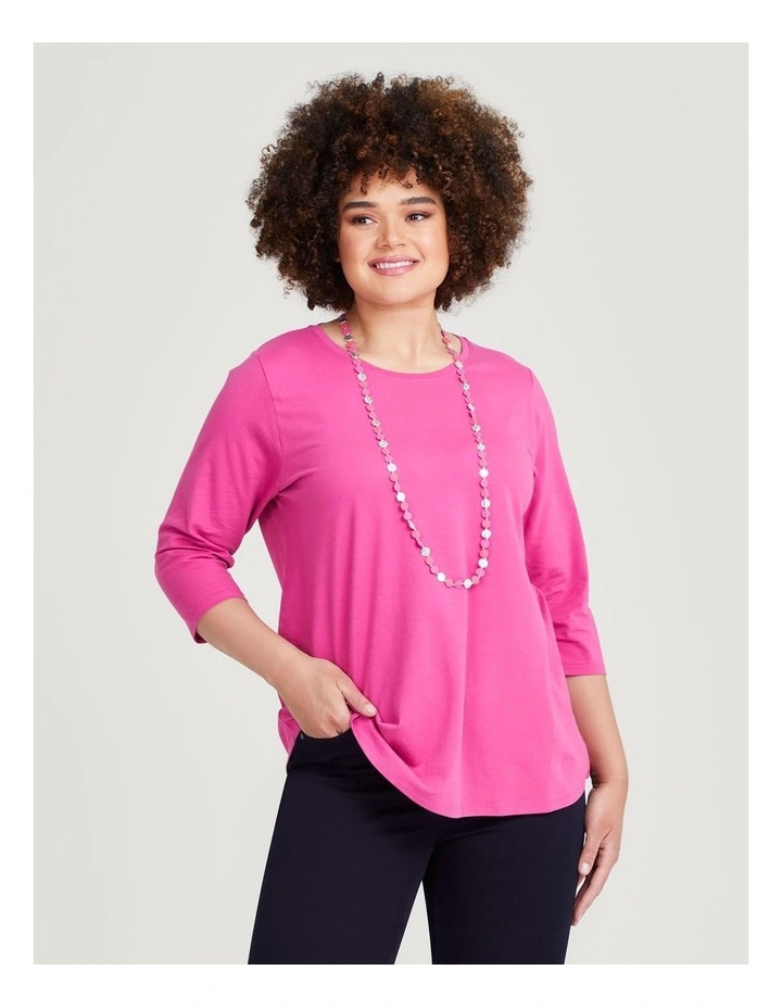 Taking Shape Australian Cotton 3/4 Tee In Magenta | MYER