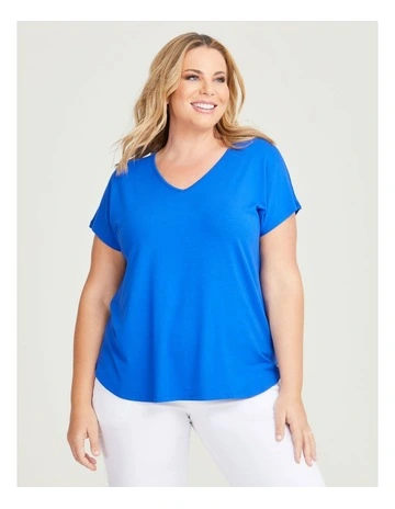 Taking Shape Natural Everyday V-Neck Top In Coastal Blue | MYER
