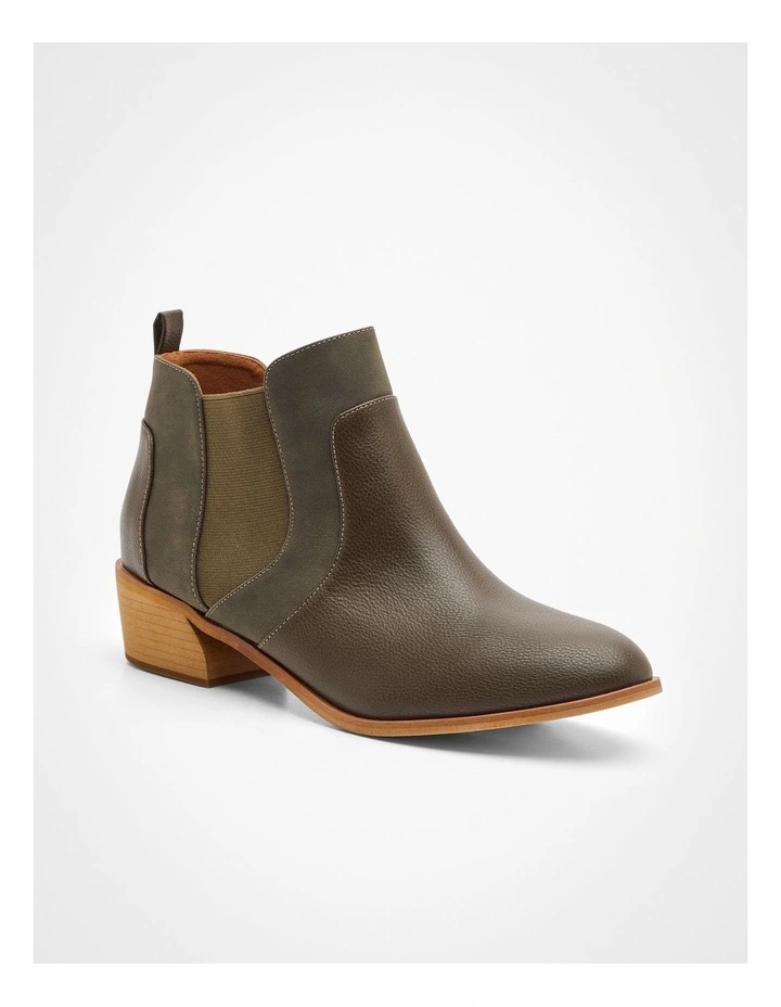 Taking Shape Elastic Gusset Boot in Olive | MYER