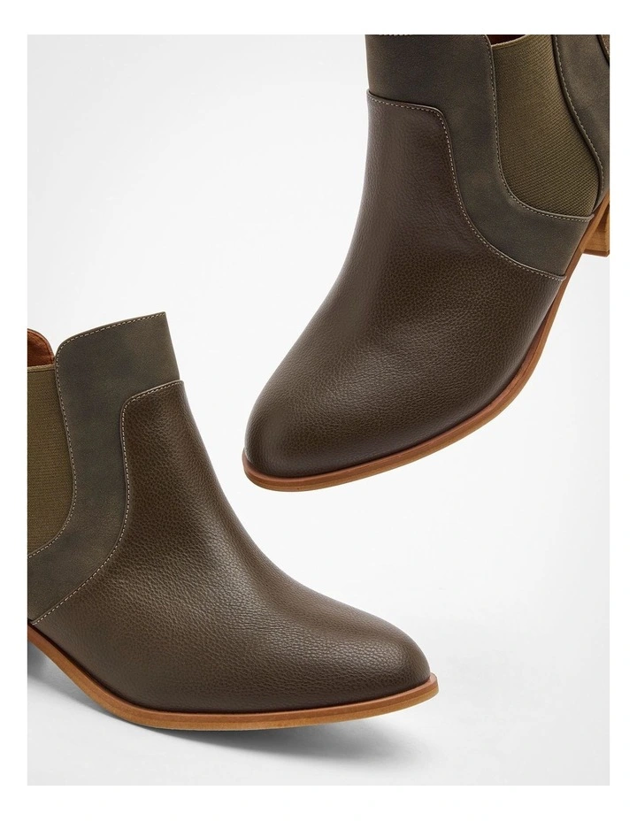 Taking Shape Elastic Gusset Boot in Olive | MYER