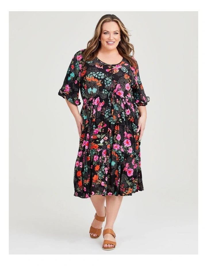 Taking Shape Ditsy Bloom Tier Natural Dress in Print | MYER