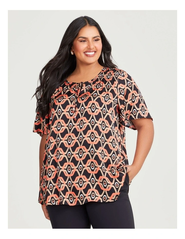 Taking Shape Geo Satin Natural Tunic in Print | MYER