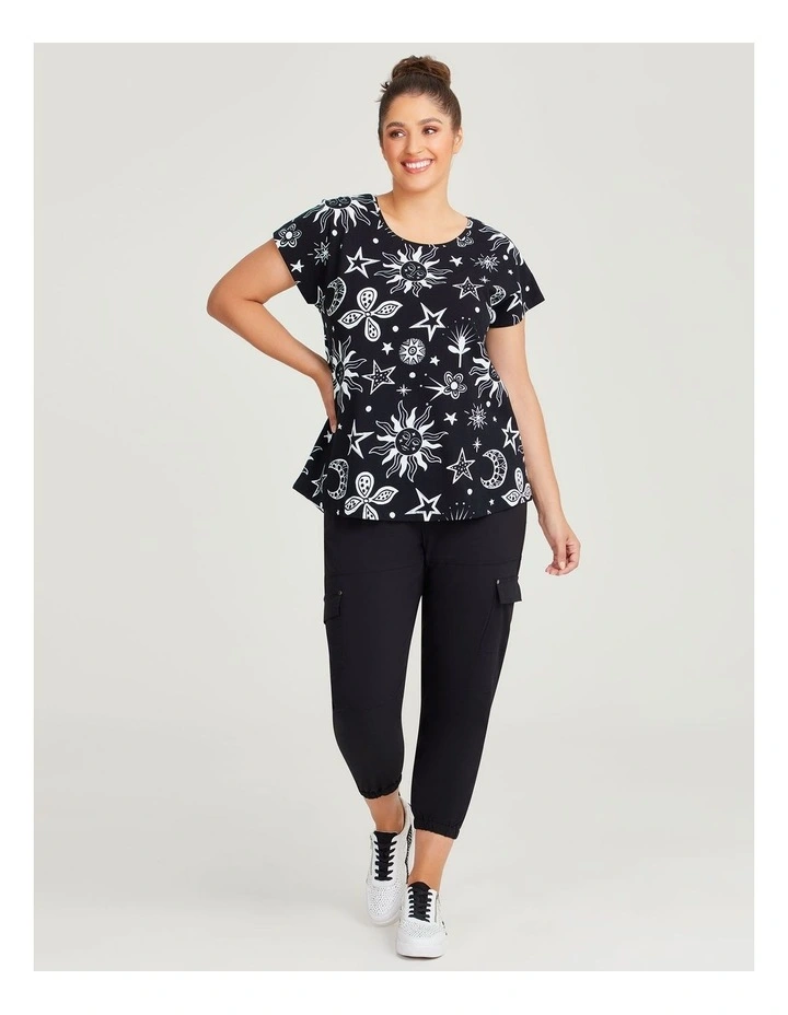 Taking Shape Active Lunar Print Top in Black White | MYER