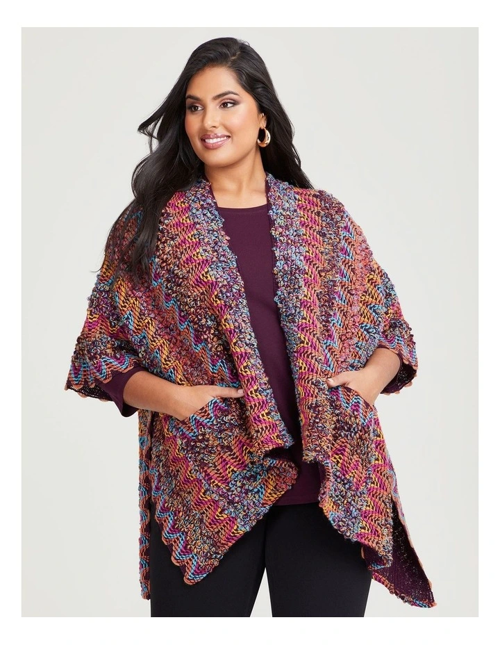 Taking Shape Bright Textured Cape in Multi | MYER