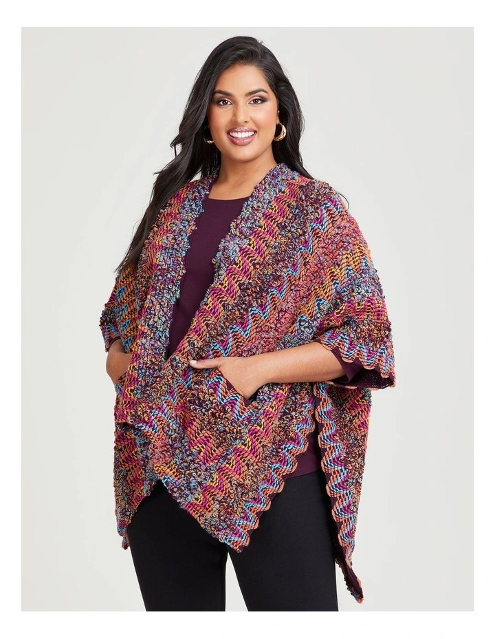Taking Shape Bright Textured Cape in Multi | MYER