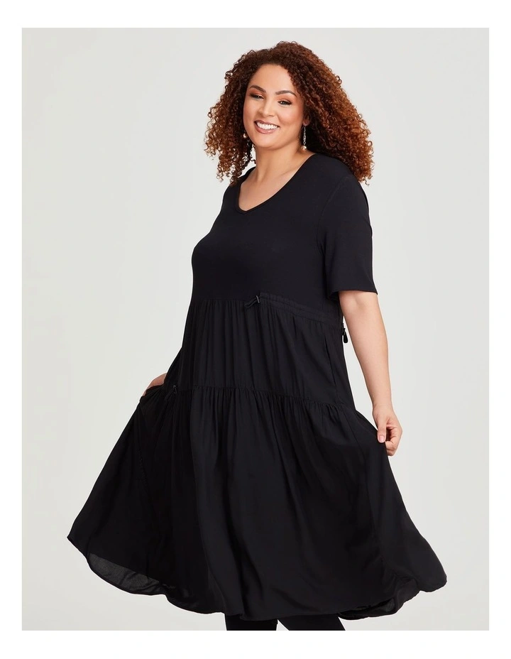 Taking Shape Natural Enya Tier Dress in Black | MYER