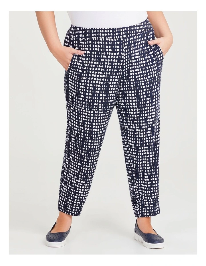 Taking Shape Spot Bamboo Lounge Taper Pant in Dark Indigo Print | MYER